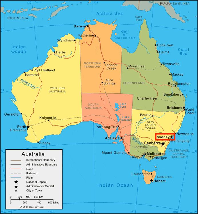 Sídney, australia mapa - mapa de Sydney de australia (Australia)